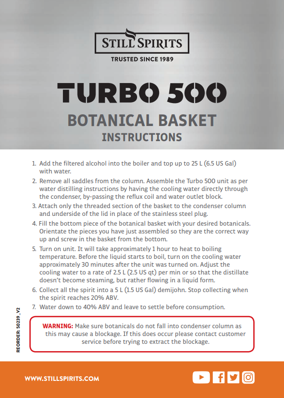 Instructions - Distilling using Botanicals with the T500 – Still Spirits
